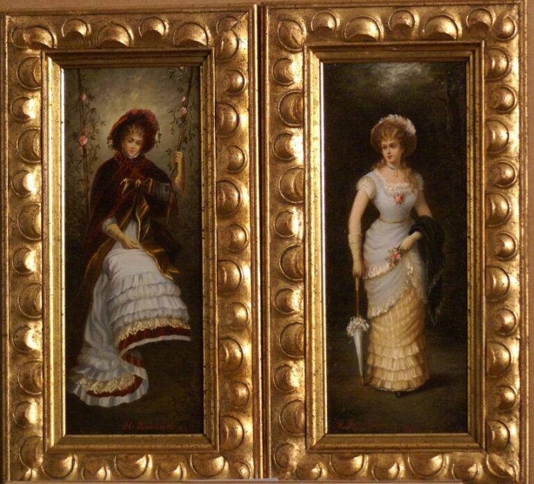 Hans Brunner. 2 x 19thC German paintings. Belle epoque ladies. – Tresor ...